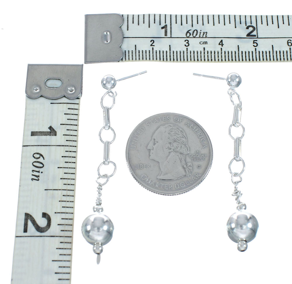 Navajo Sterling Silver Bead Post Dangle Earrings X10922 ...