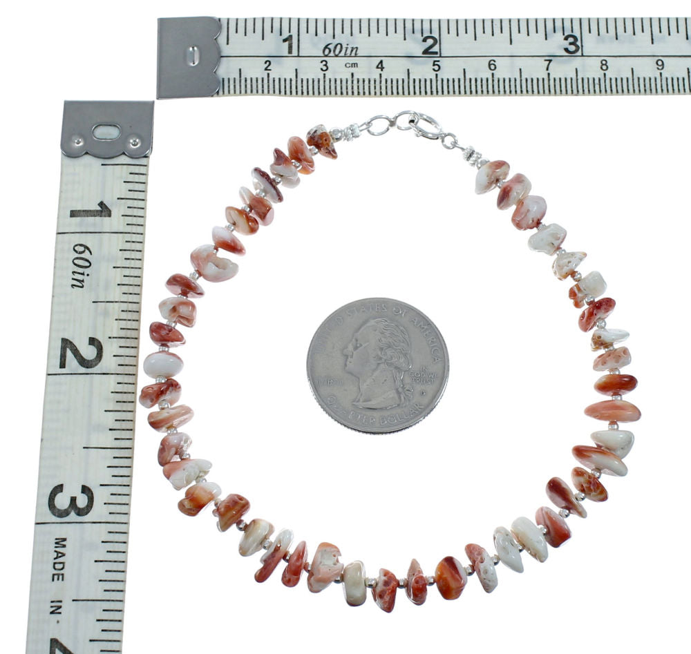 Red Oyster Shell Sterling Silver Southwest Anklet X10833 ...