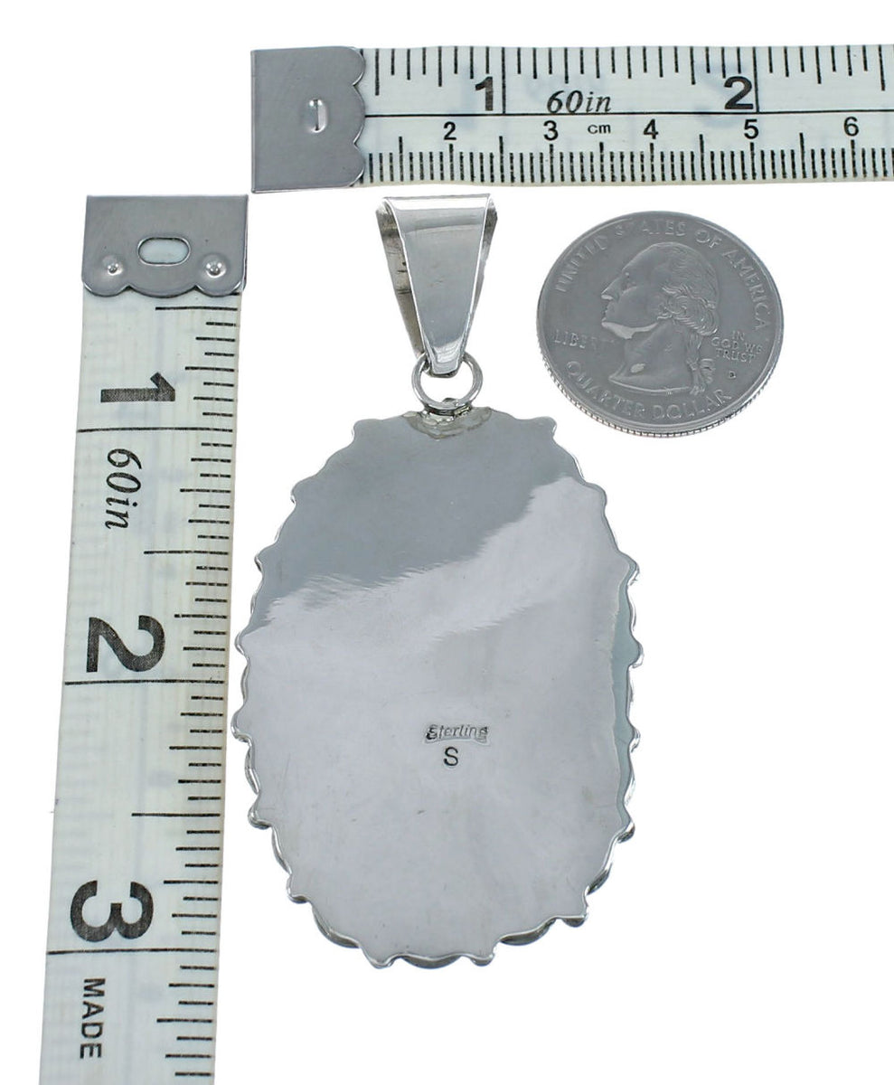 Navajo Authentic Sea Shell Feather Sterling Silver Pendant X11243 ...