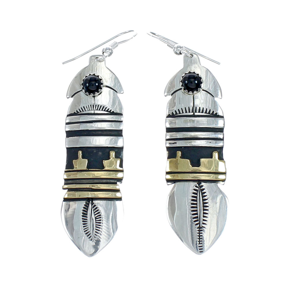 Native American Sterling Silver 12 Karat Gold Filled And Onyx Hook Dan ...