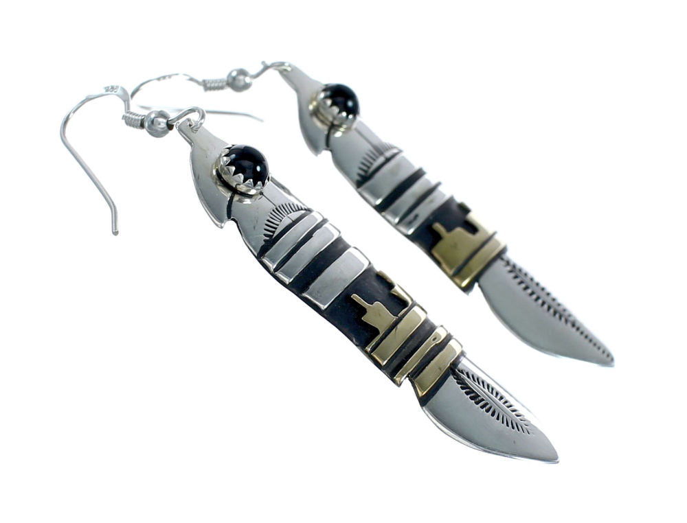 Native American Sterling Silver 12 Karat Gold Filled And Onyx Hook Dan ...