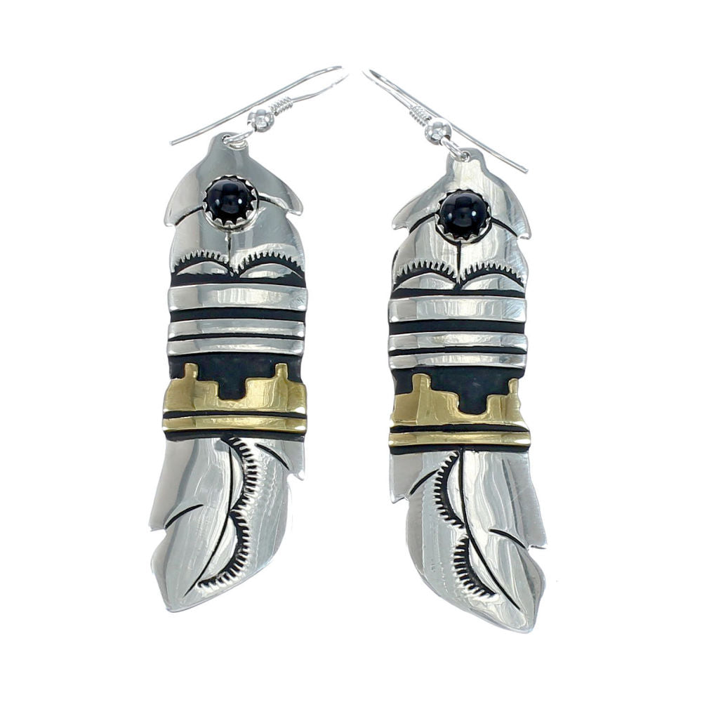 Native American Sterling Silver 12 Karat Gold Filled And Onyx Hook Dan ...