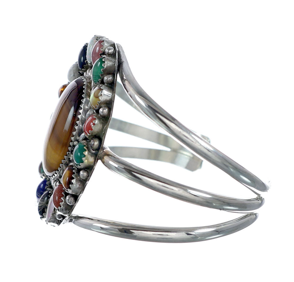 Navajo Native American Sterling Silver Tiger Eye Treasure Cuff Bracele ...