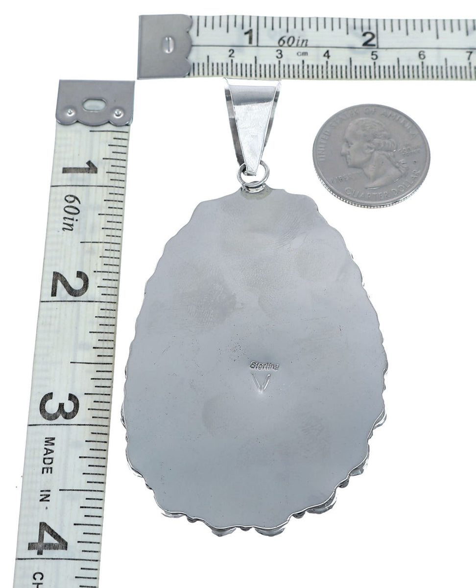 Navajo Native American Sterling Silver Turquoise Treasure Pendant NN20 ...