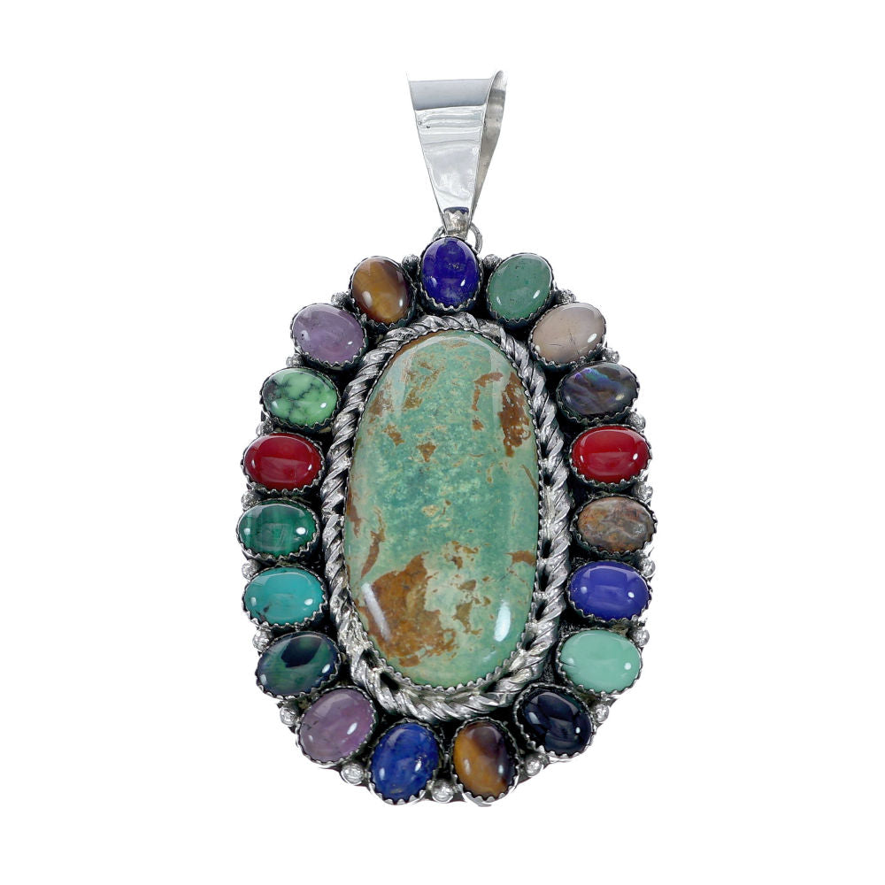 Navajo Native American Sterling Silver Turquoise Treasure Pendant NN20 ...