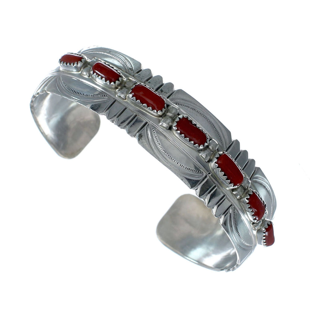Genuine Navajo Coral Sterling Silver Cuff Bracelet NX11979 ...