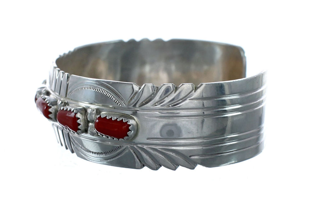 Genuine Navajo Coral Sterling Silver Cuff Bracelet NX11979 ...