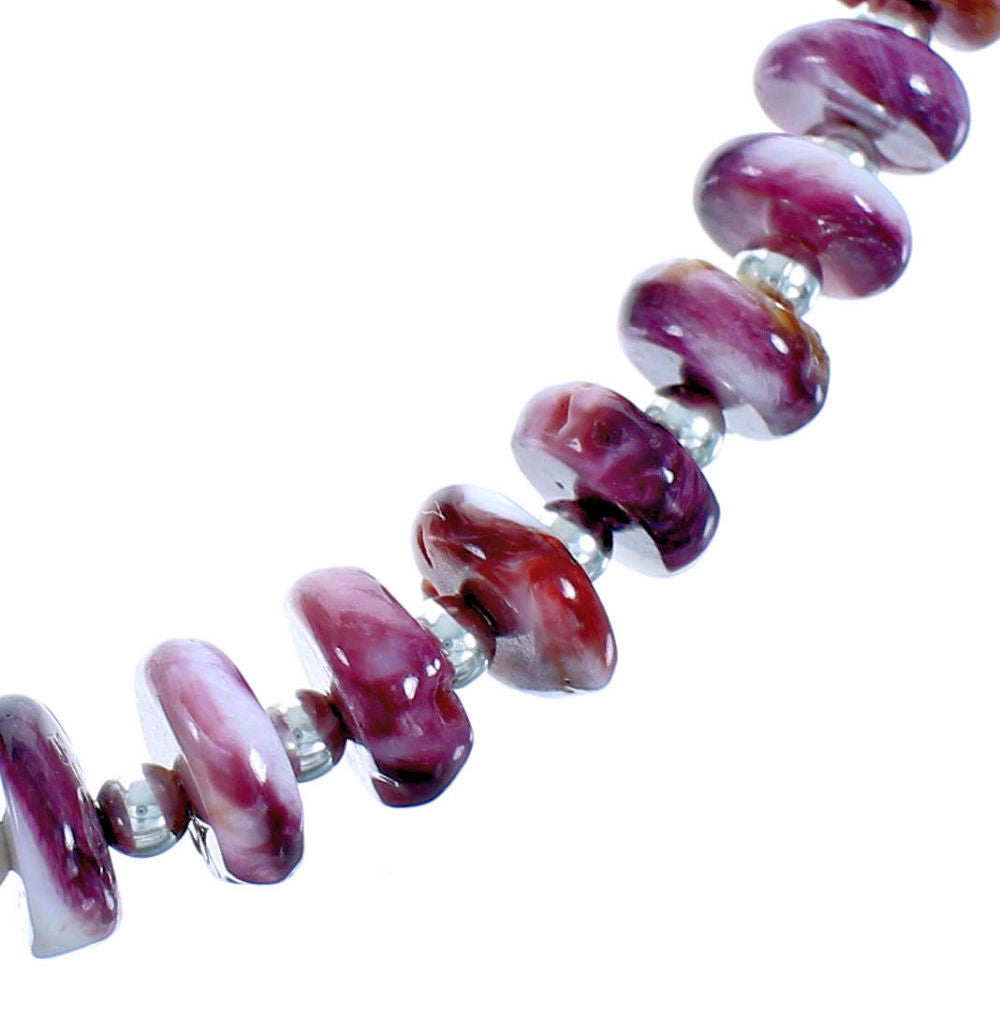 Southwestern Purple Oyster Shell Sterling Silver Bead Necklace DX11706 ...