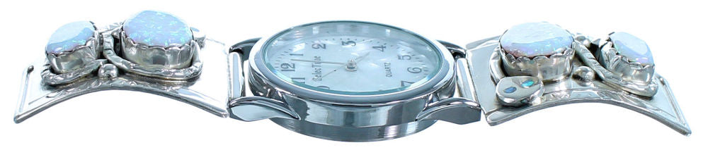 Turquoise Opal Snake Sterling Silver Effie Calavaza Zuni Watch RX11728 ...