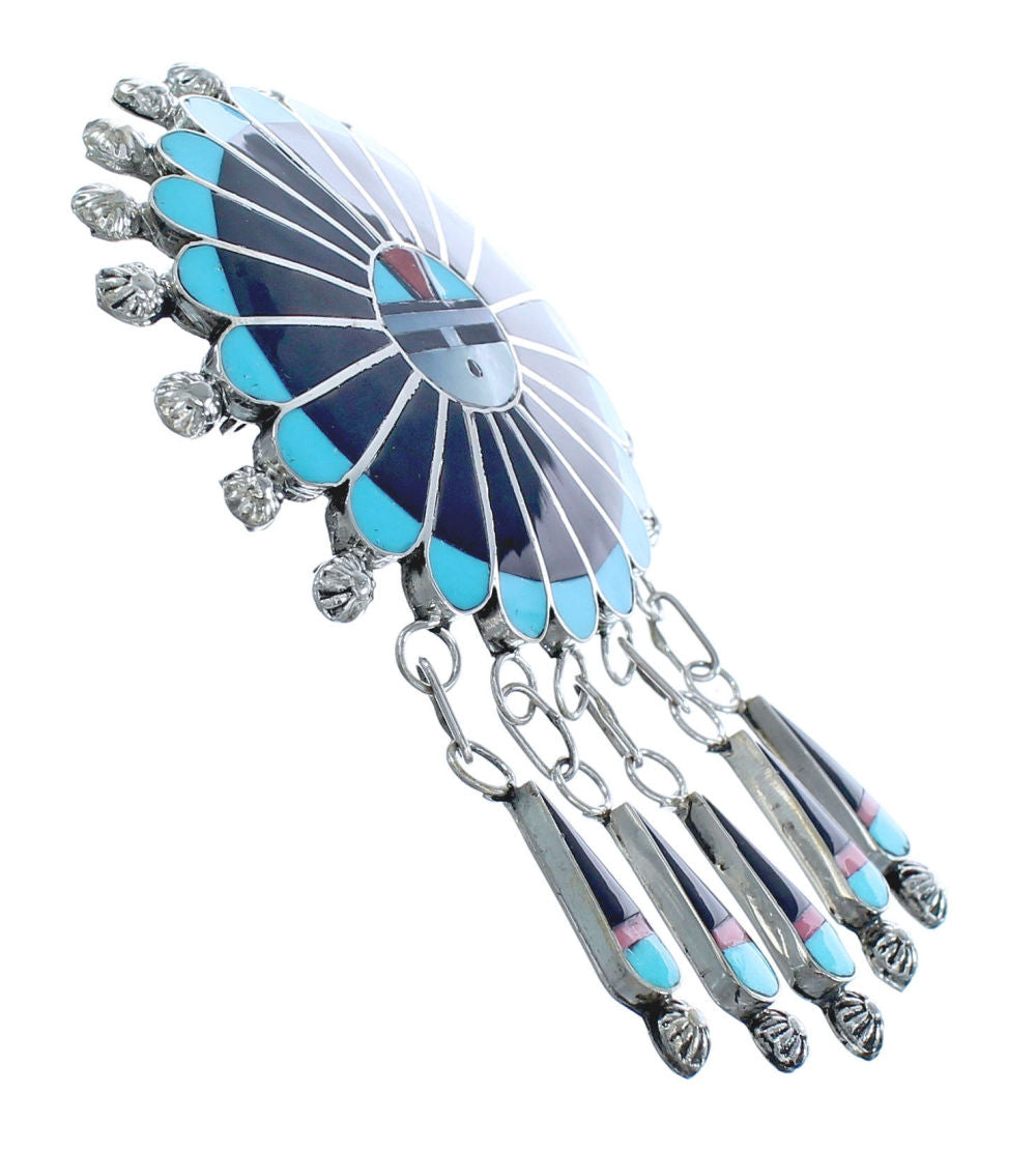 Multicolor Inlay Zuni Sun Sterling Silver Pin Pendant NN20288 ...