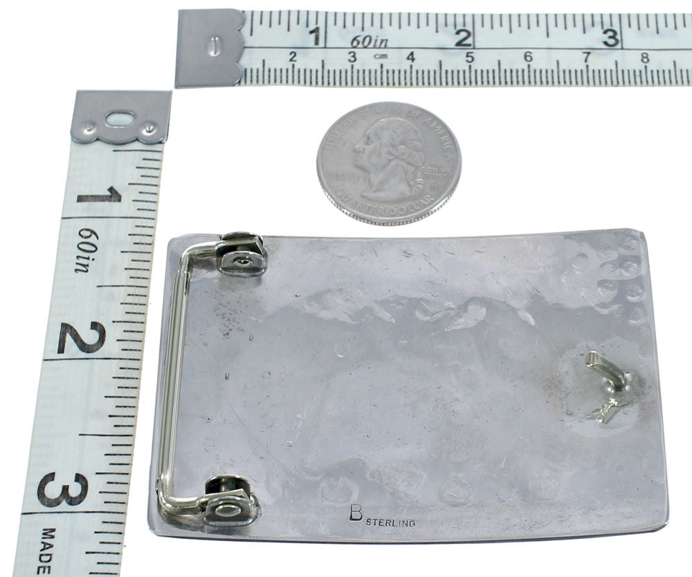 Native American Navajo Sterling Silver Kokopelli Bear Paw Belt Buckle ...