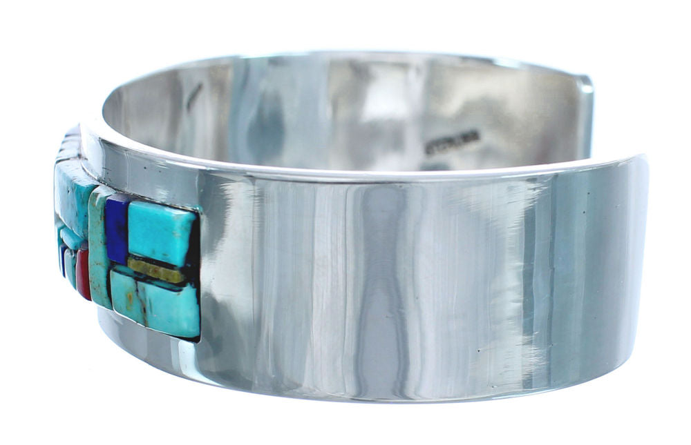 Navajo Sterling Silver Multicolor Cobble Inlay Cuff Bracelet AX123712 ...