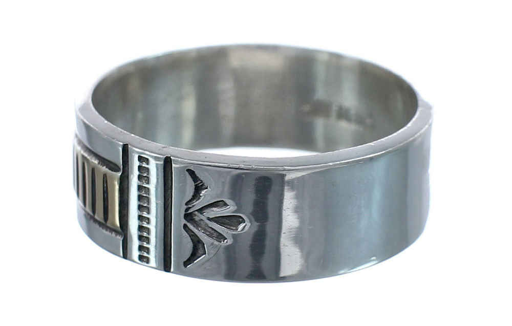 Native American Navajo Authentic Sterling Silver 14 Karat Gold Ring Si ...
