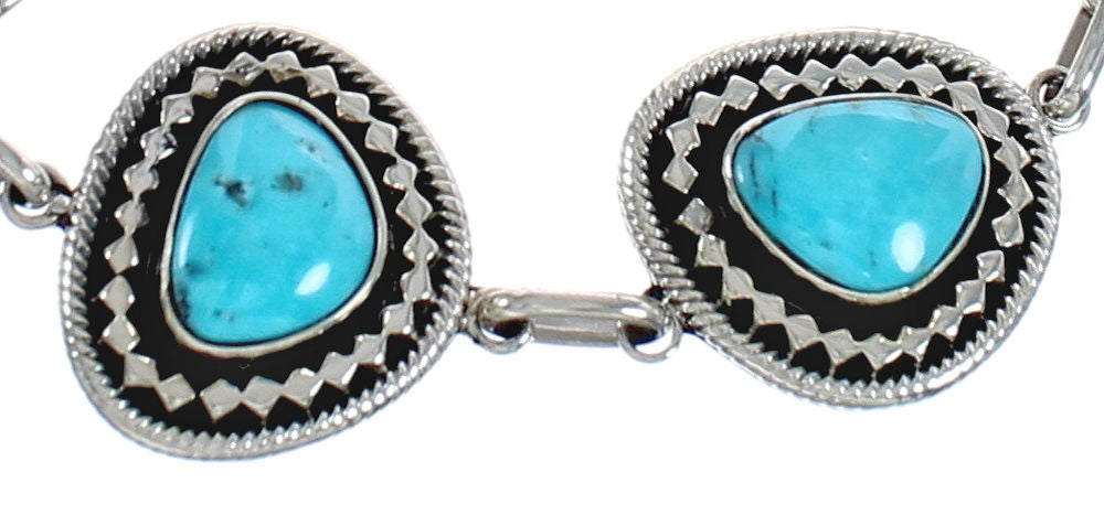 Native American Turquoise Navajo Sterling Silver Link Bracelet AX12466 ...
