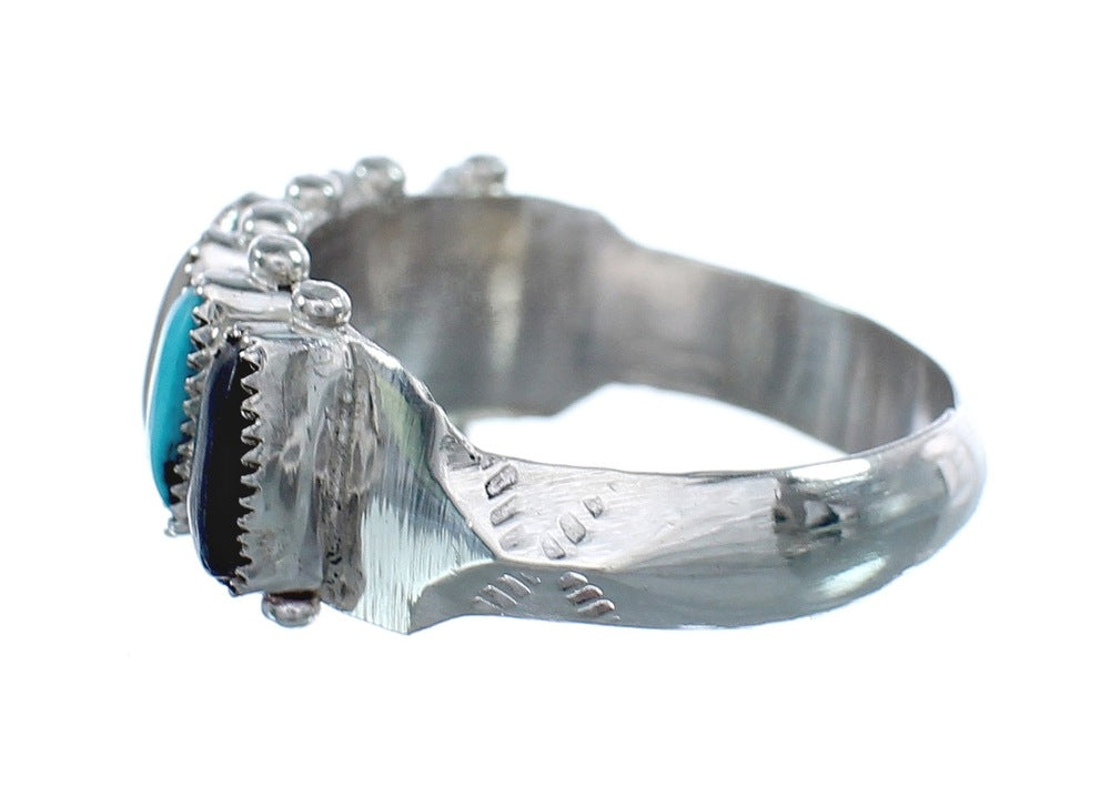 Native American Zuni Sterling Silver Multicolor Needlepoint Ring Size ...