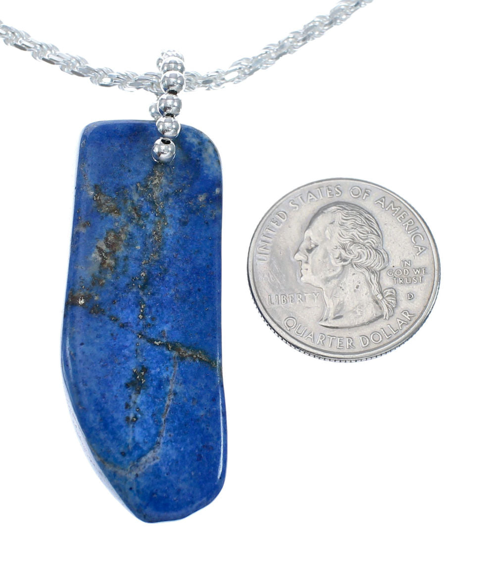 Native American Sterling Silver Lapis Italian Rope Chain 18" Pendant N ...